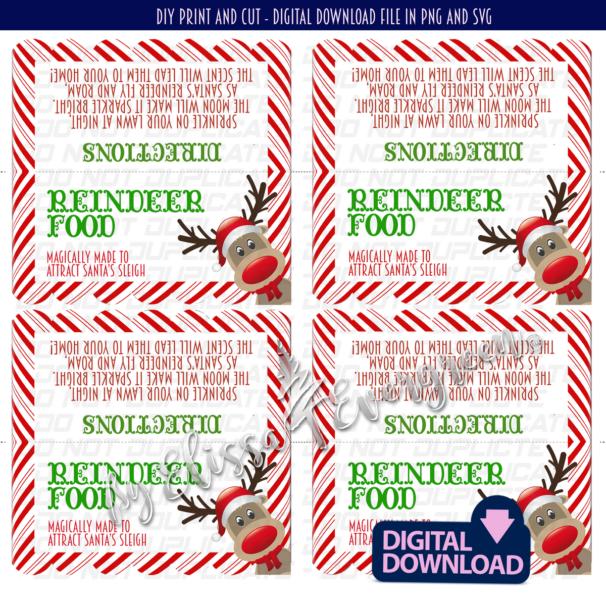 Magical Reindeer Food Christmas Treat Bag Topper Printable Digital Dow ...