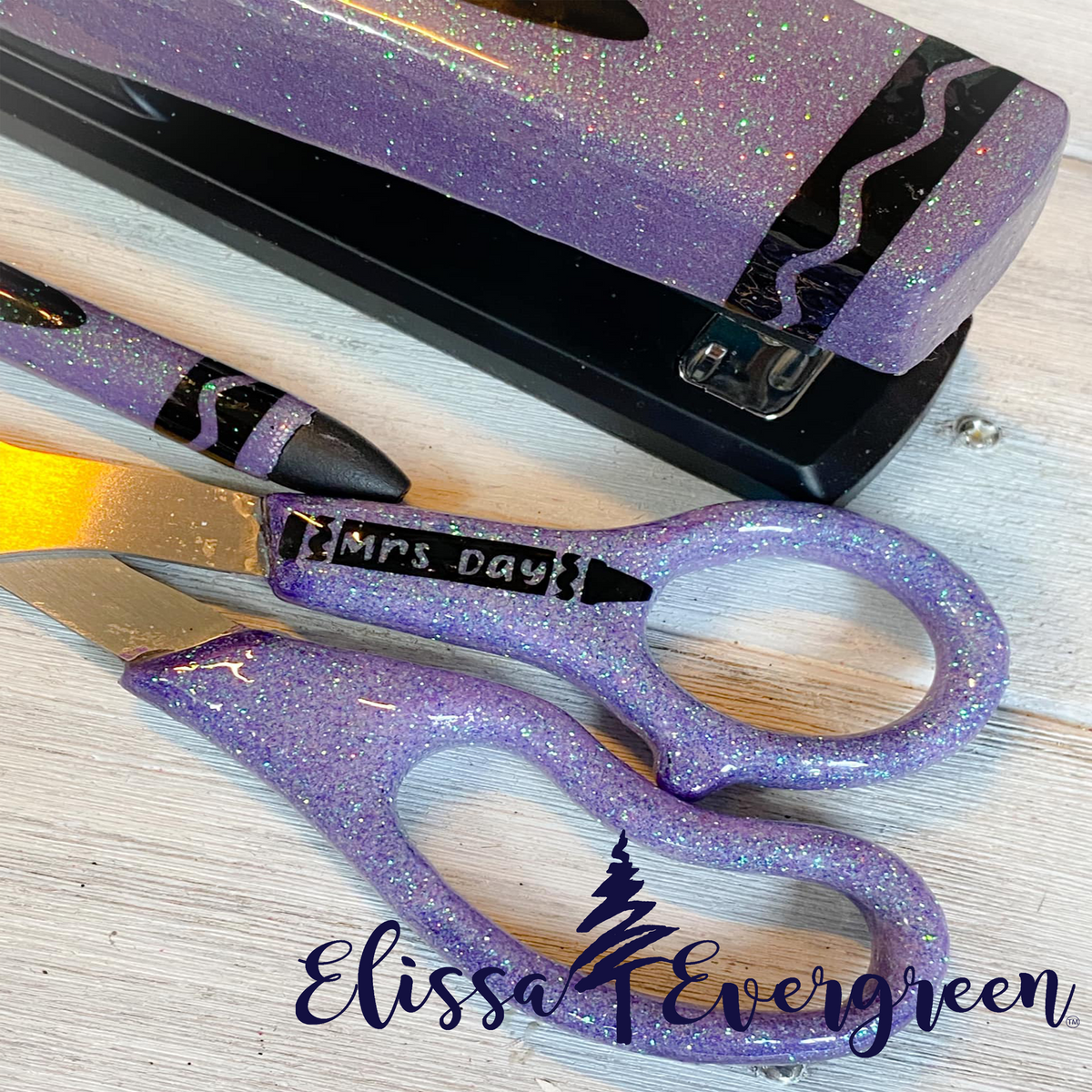 Glittered Crayon Pencil Scissors | Personalized – All That Stuff, Inc.
